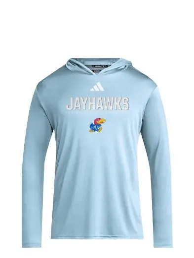 Adidas Jayhawks Players D4t Long Sleeve Hoodie - Kansas Team Light Blue White