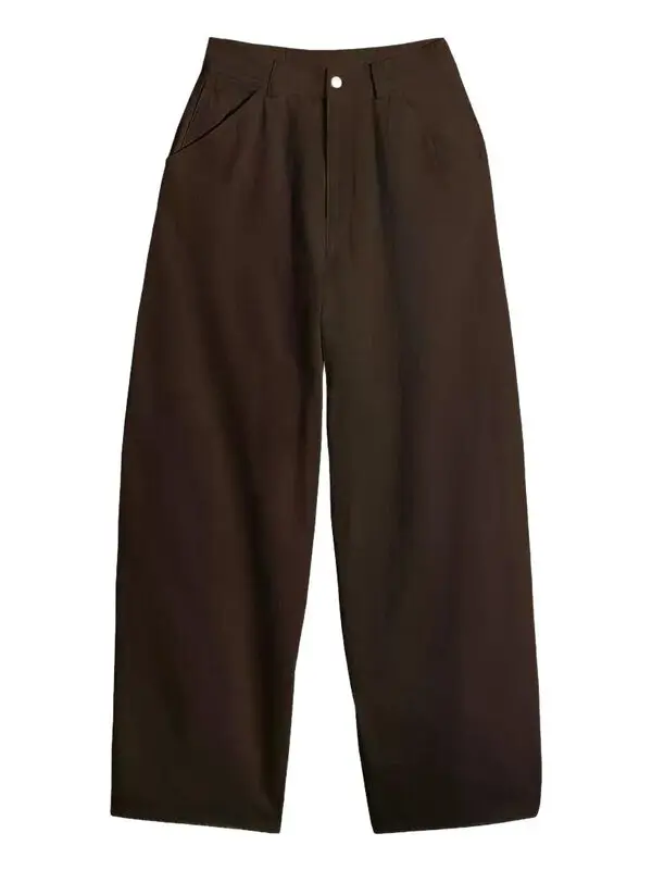 LEMAIRE Wide-leg Trousers In Broken Twill - Brown