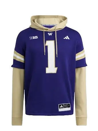 Adidas Huskies Jersey Hoodie - Washington Team College Purple White Team Sand