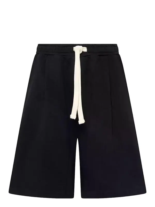 LANEUS Patch Pocket Fleece Shorts - Black