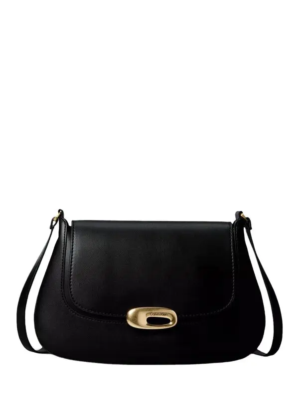 Calvin Klein Shoulder Bag With Gold-tone Hardware - Black