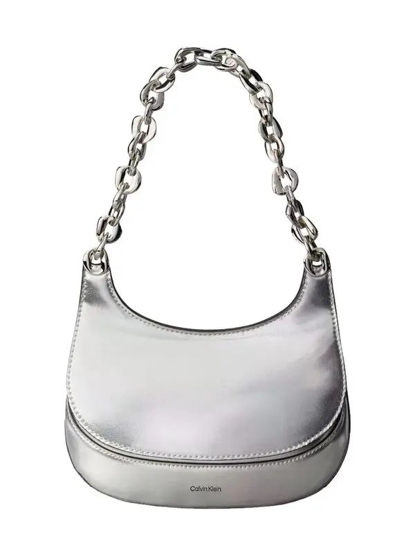 Calvin Klein Flap-closure Chain-strap Shoulder Bag - Silver