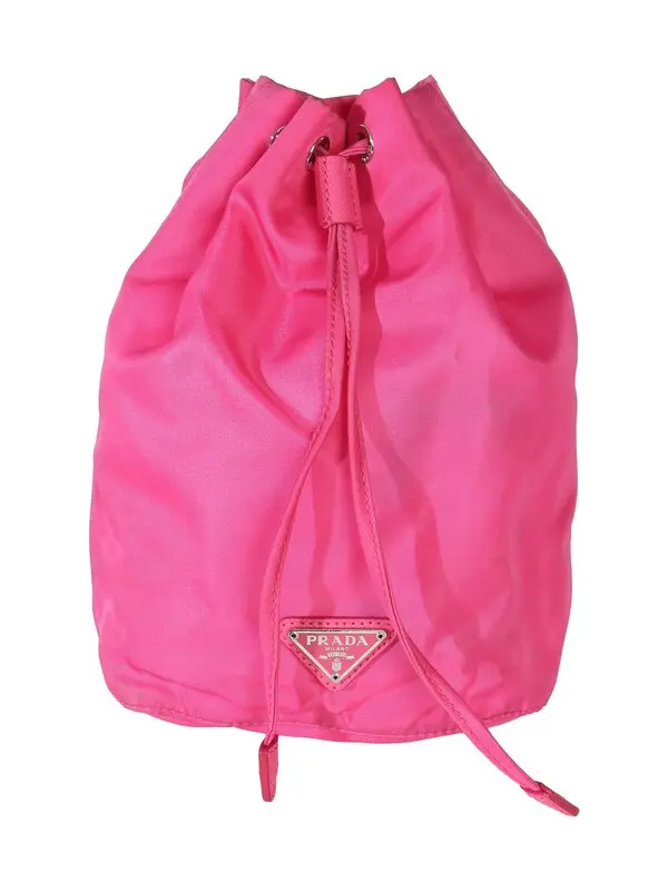 Prada Tessuto Logo Drawstring Pouch - Pink