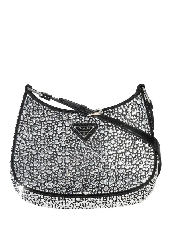 Prada Satin Crystal Cleo Bag - Black