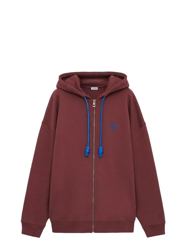Loewe Cotton Zip-up Hoodie - Burgundy