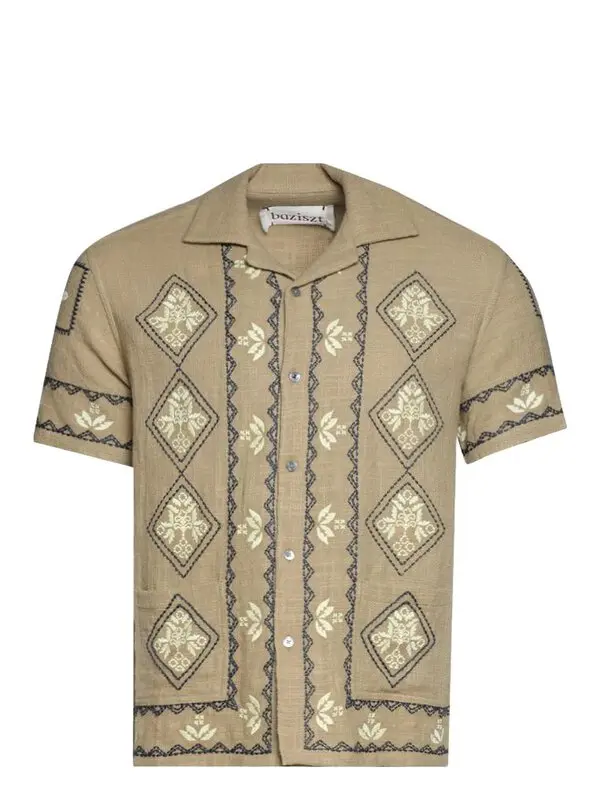 BAZISZT Mexican Shirt Taupe - Khaki