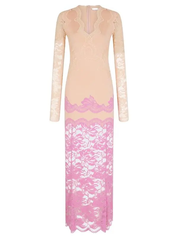 Rabanne Long Lace Dress - Pink