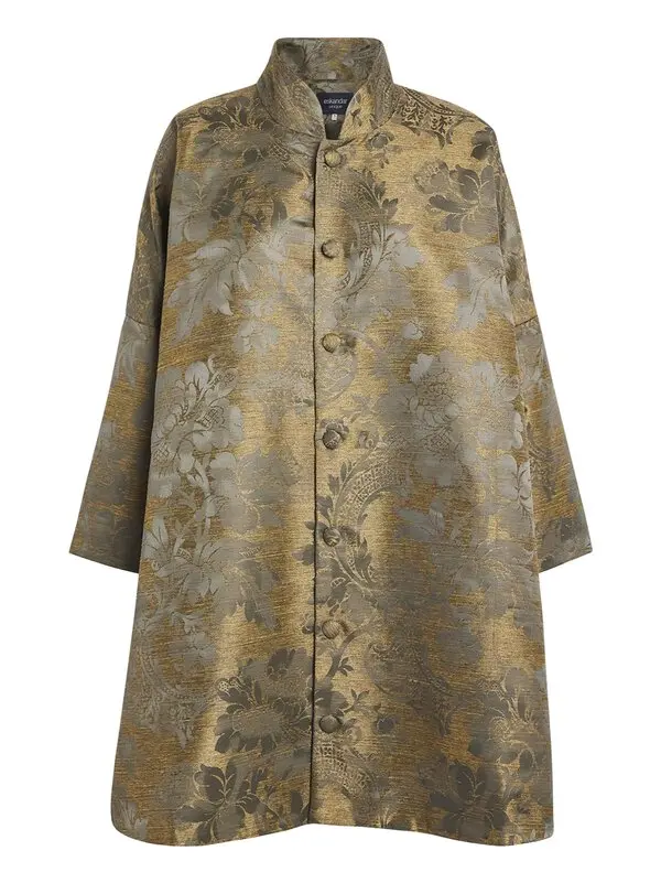 Eskandar Jacquard Coat - Green