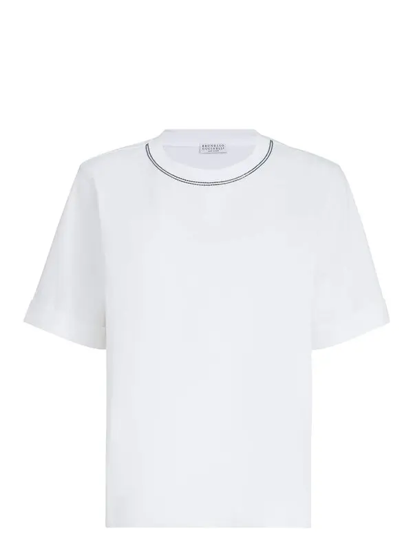 Brunello Cucinelli Cotton Beaded T-shirt - White
