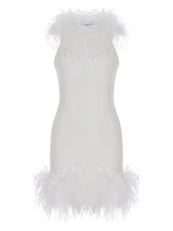Ila Camia Feather-trimmed Mini Dress - White