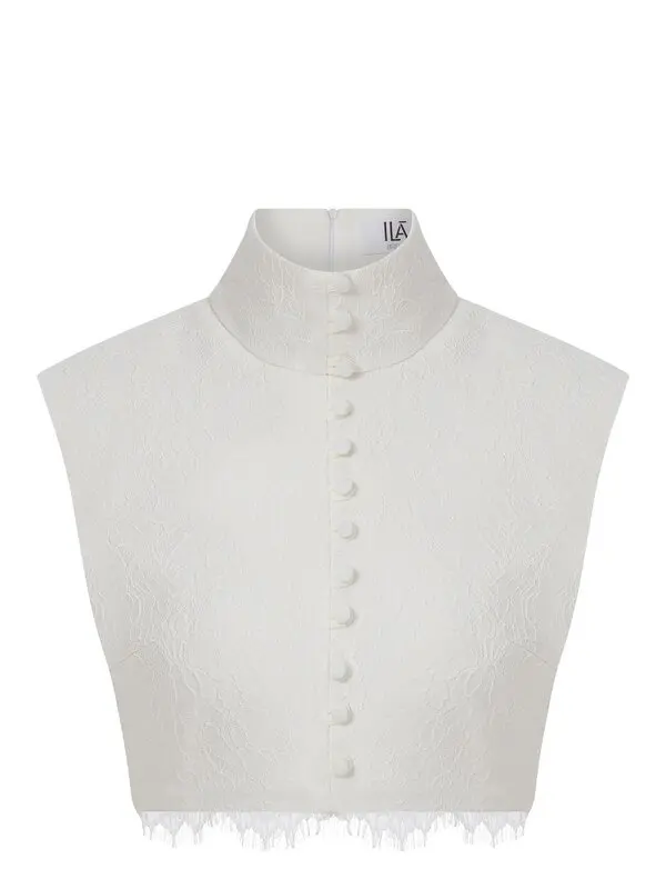Ila Ciel Button-detail Crop Top - White