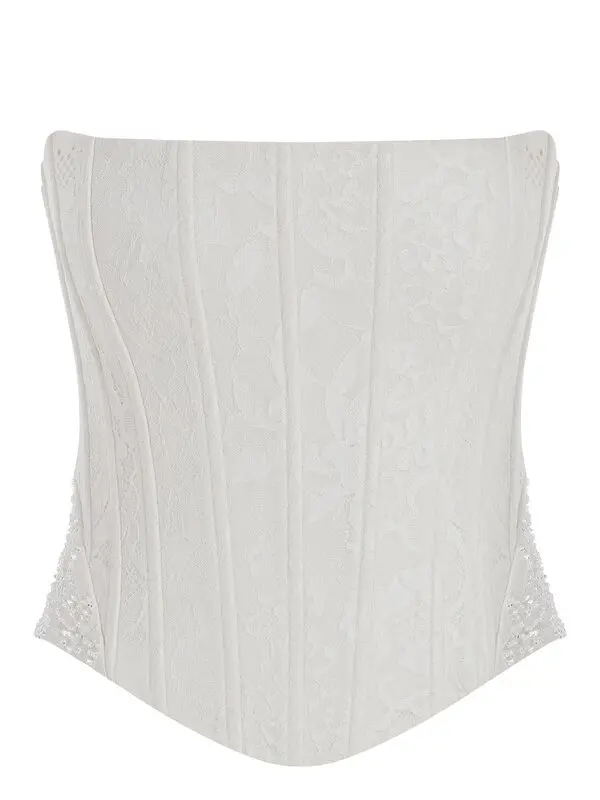 Ila Odea Strapless Lace Corset - White