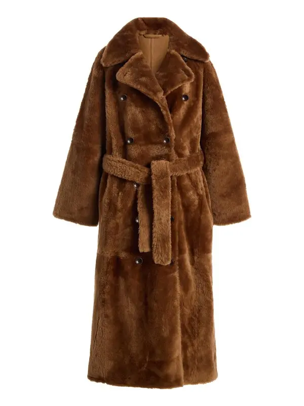 BY MALENE BIRGER Hally Reversible Shearling Coat - Brown