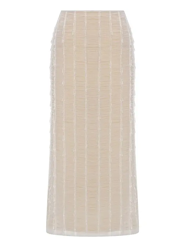 Ila Exclusive Jolie Hand-embellished Tulle Midi Skirt - White