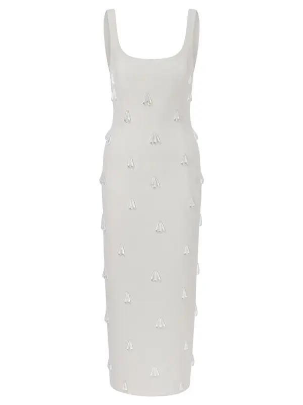 Ila Penn Hand-embroidered Midi Dress - White