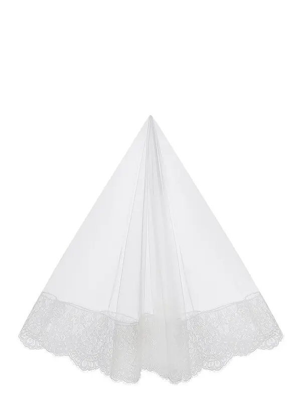 Ila Nina Tulle Veil With Lace Border - White