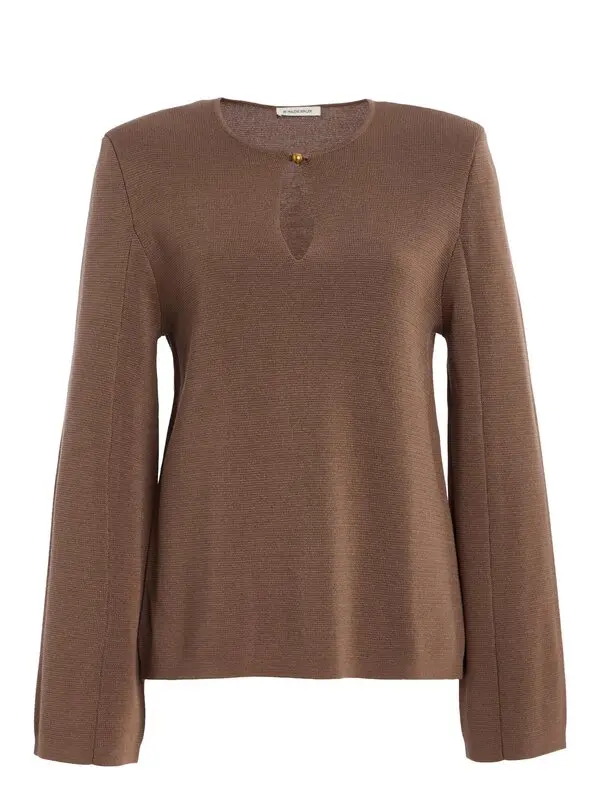 BY MALENE BIRGER Opale Keyhole Knit Top - Brown