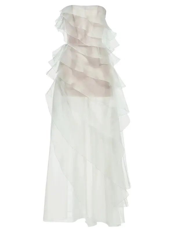 MONTSAND Tiered Strapless Maxi Dress - Light Wash