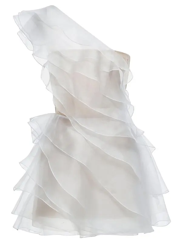 MONTSAND One-shoulder Ruffled Mini Dress - Grey