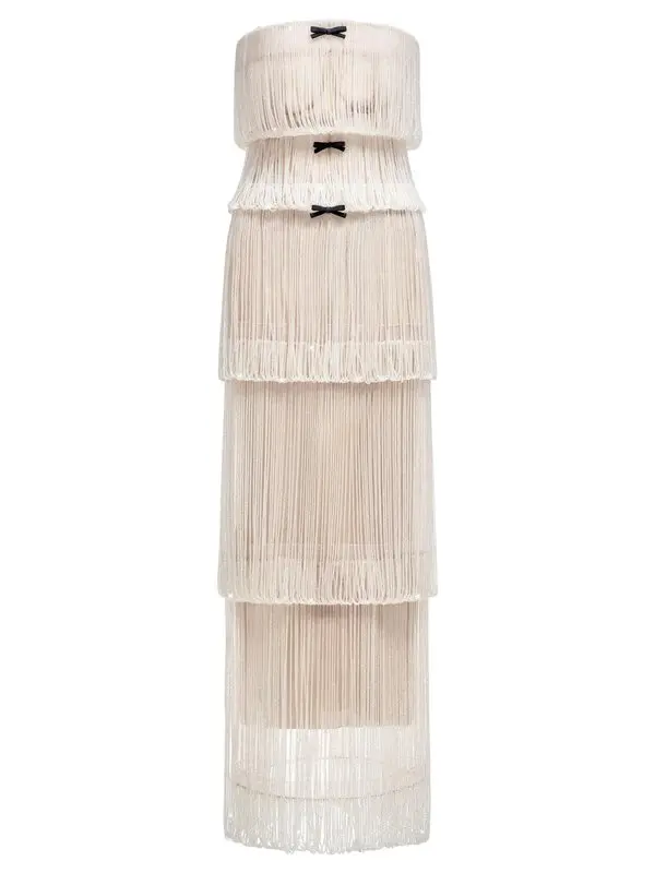 MONTSAND Fringed Tube Midi Dress - White