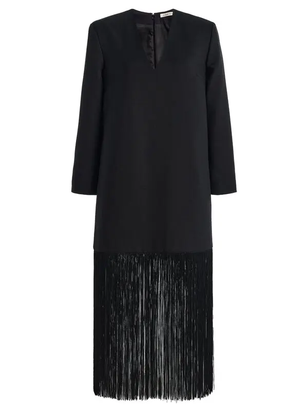BY MALENE BIRGER Mella Fringed Virgin-wool Midi Dress - Black