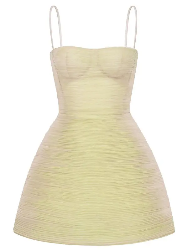 MONTSAND Crinkled Mini Dress - Lime Green