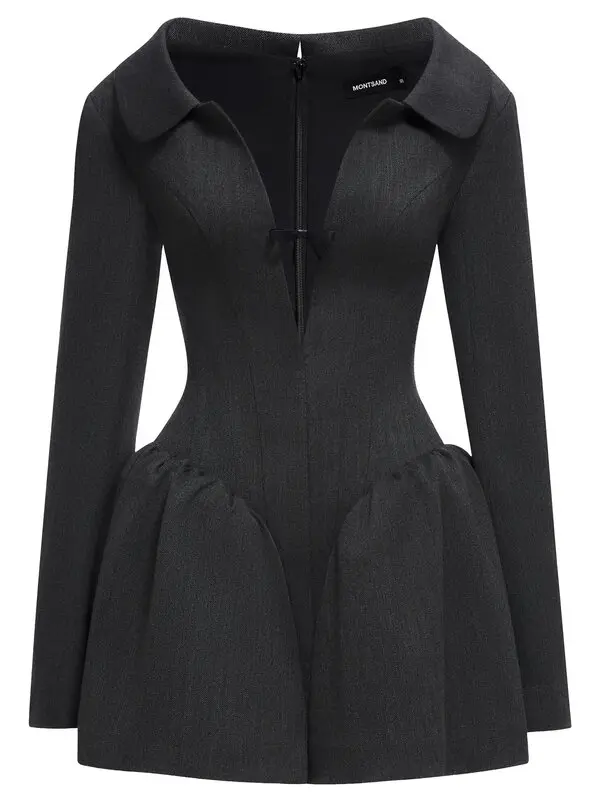 MONTSAND Structured Peplum Mini Dress - Grey