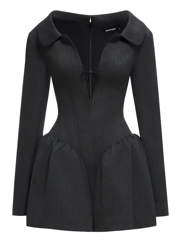 MONTSAND Structured Peplum Mini Dress - Grey