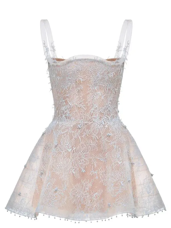 MONTSAND Straight-neck Skater Mini Dress - Light Blue