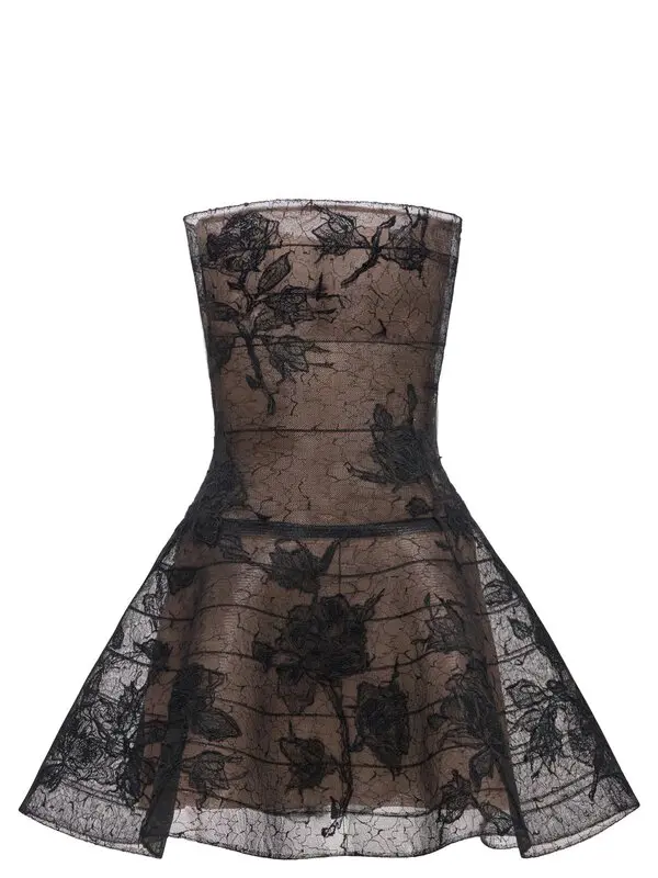 MONTSAND Floral Appliqué Mini Dress - Black