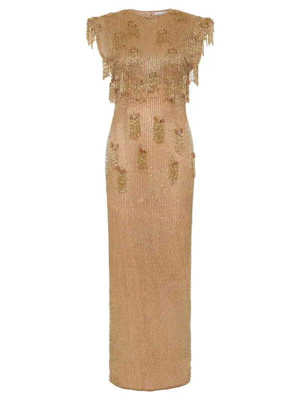 Rachel Gilbert Lani Beaded Gown - Gold
