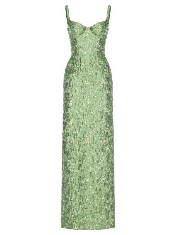 MONTSAND Brocade Bamboo-print Maxi Dress - Green