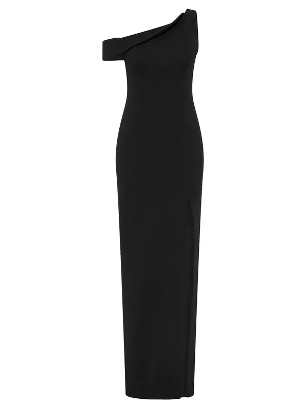 Rachel Gilbert Emile One-shoulder Column Gown - Black