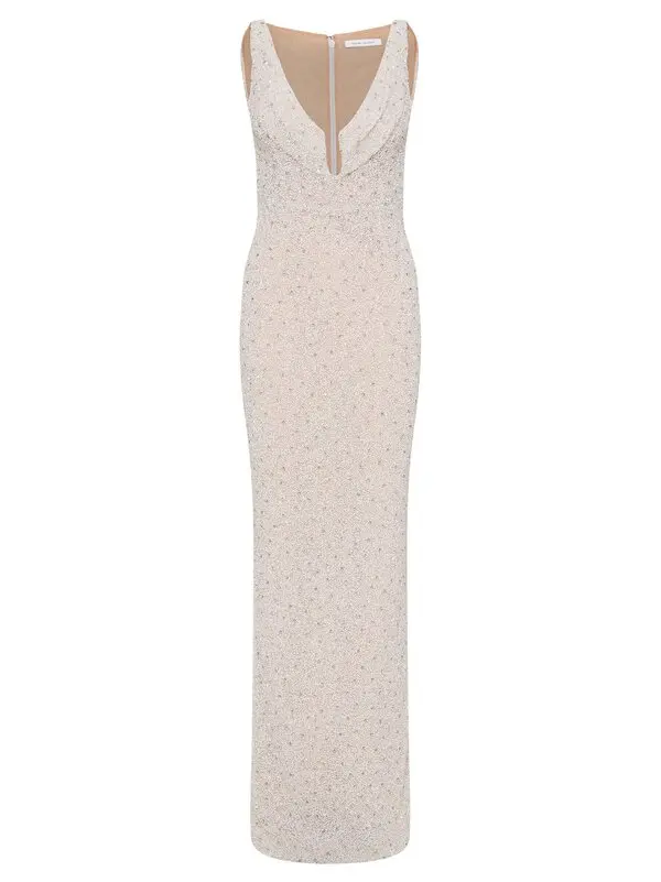 Rachel Gilbert Beaded Tulle Gown - Ivory