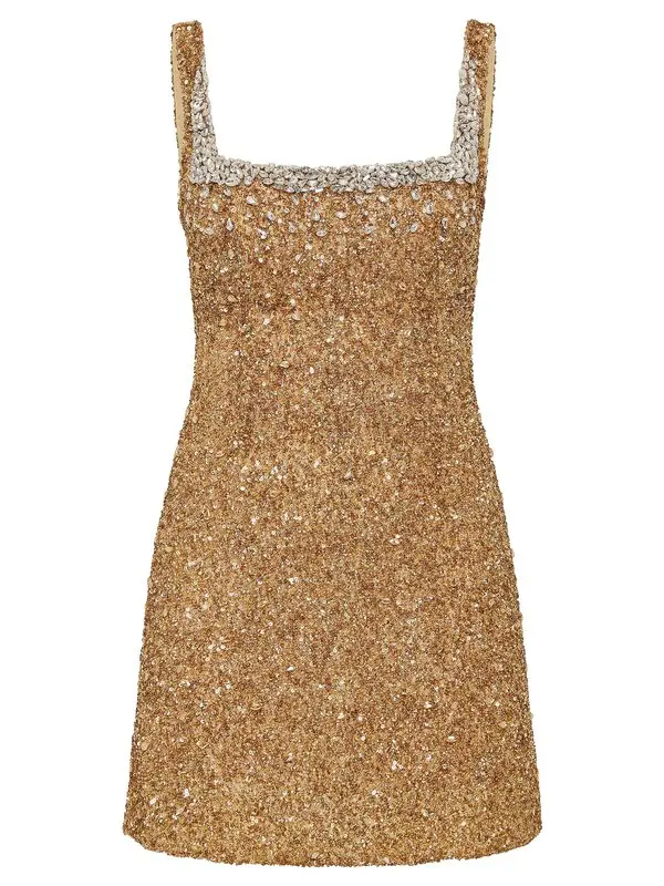 Rachel Gilbert Kaity Sequined Mini Dress - Gold