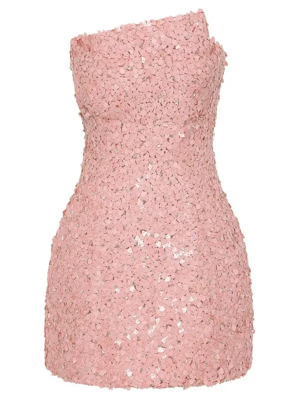 Rachel Gilbert Karter Beaded Tulle Mini Dress - Pink