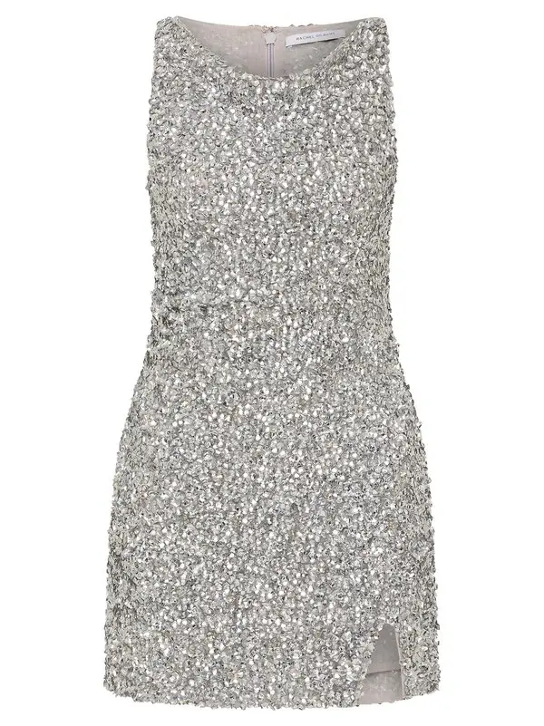 Rachel Gilbert Zayn Beaded Tulle Mini Dress - Silver