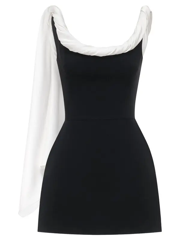 MONTSAND Cotton-blend Dress With Scarf Detail - Black