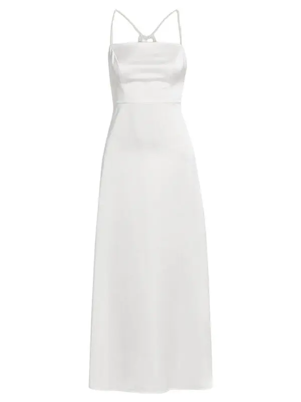 HVN Emma Faux Pearl-embellished Satin Maxi Dress - White