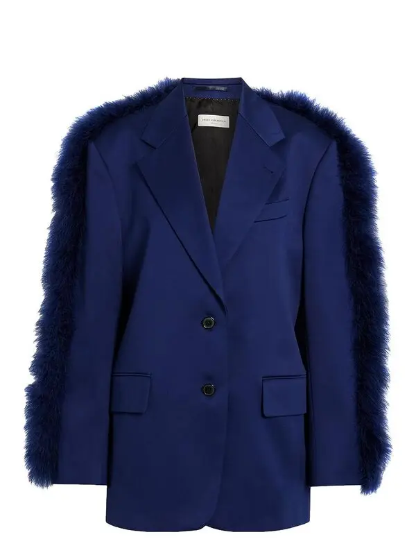 Dries Van Noten Bexta Feather-trimmed Blazer - Royal Blue