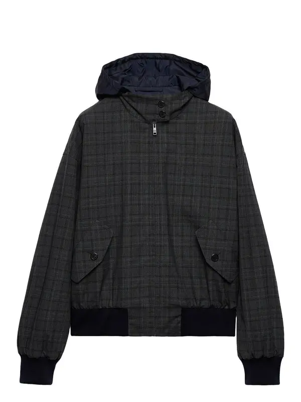 Prada Prince Of Wales Checked Wool Jacket - Grey