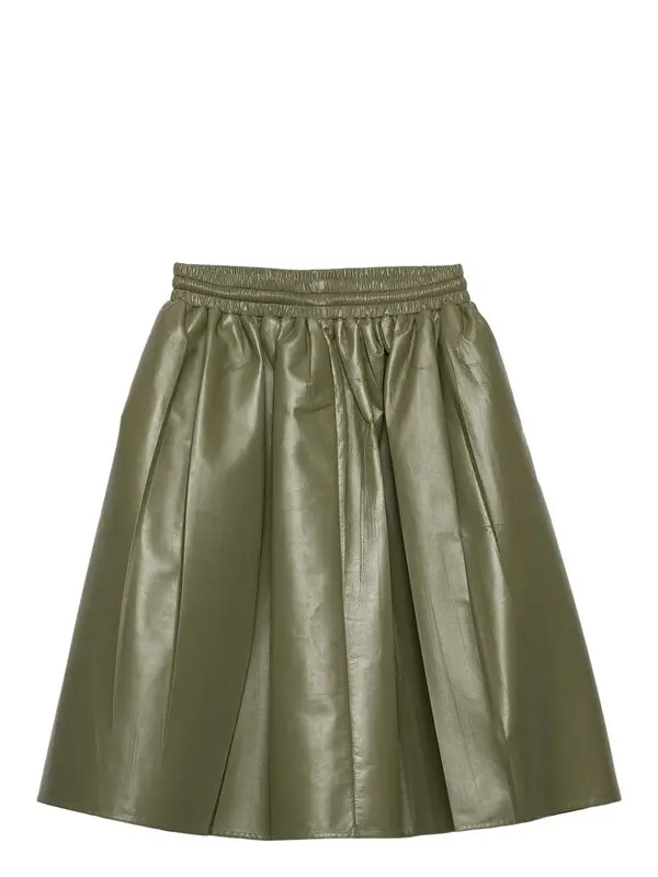 Prada Pleated Nappa Leather Skirt - Green
