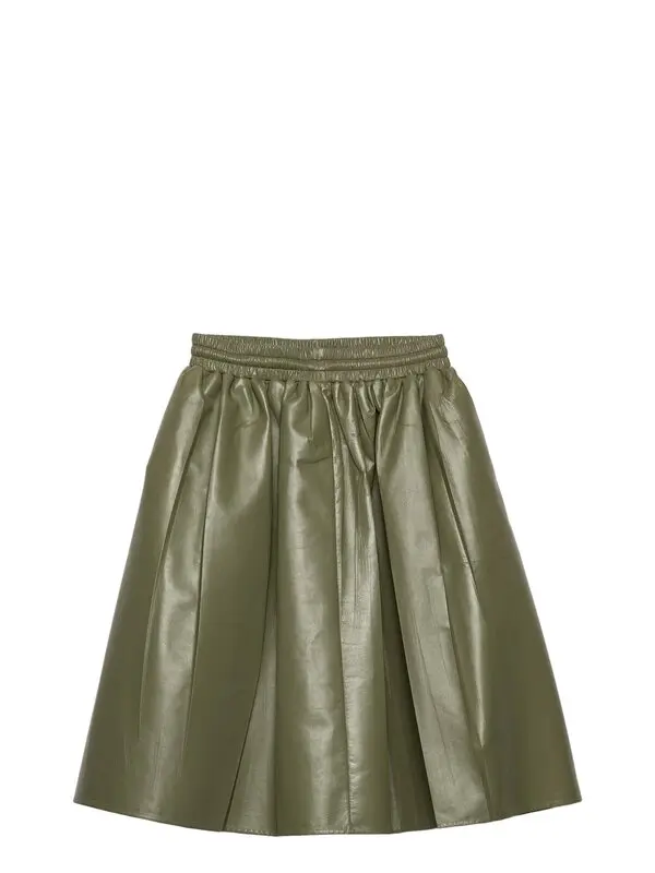 Prada Pleated Nappa Leather Skirt - Olive Green