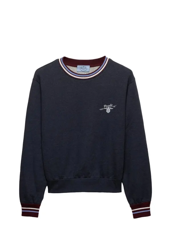 Prada Cotton Fleece Crew-neck Sweatshirt - Navy Melange