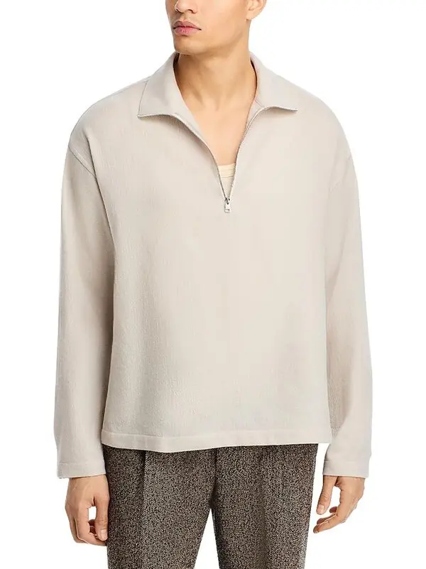 FRAME Quarter Zip Wool Sweater - Light Taupe