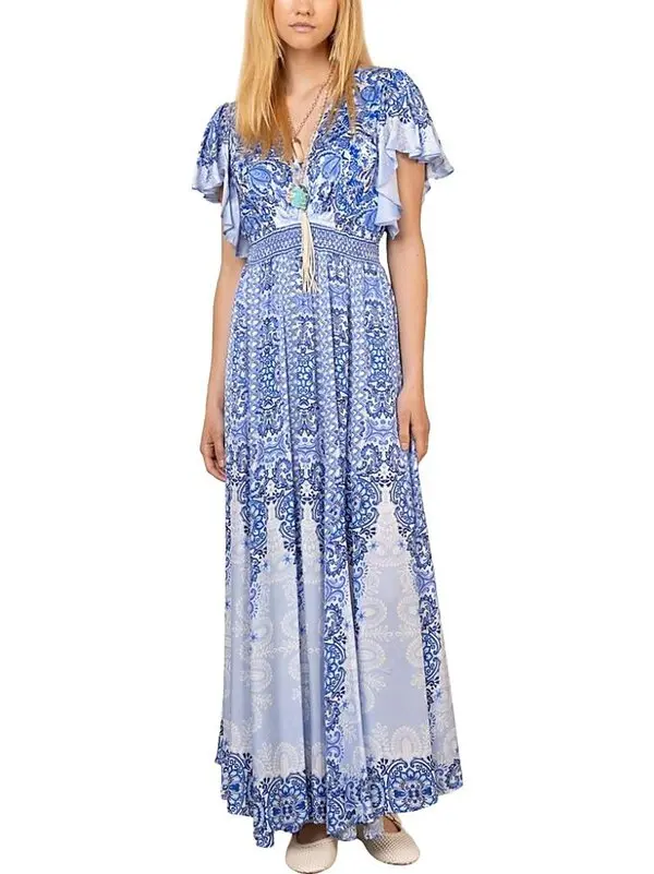 Hale Bob Sandra Charmeuse Maxi Dress - Blue