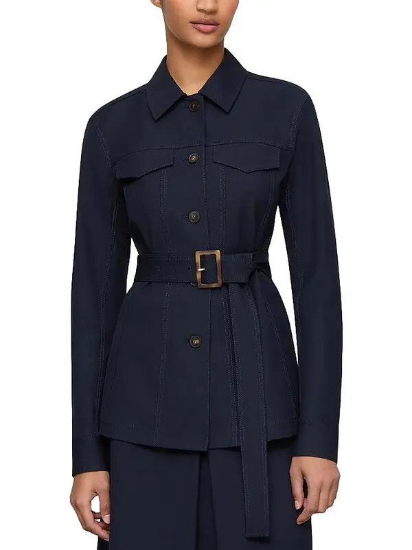 Lafayette 148 New York Belted Shirt Jacket - Ink