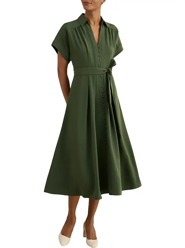 HOBBS LONDON Woodall Dress - Olive Greeb