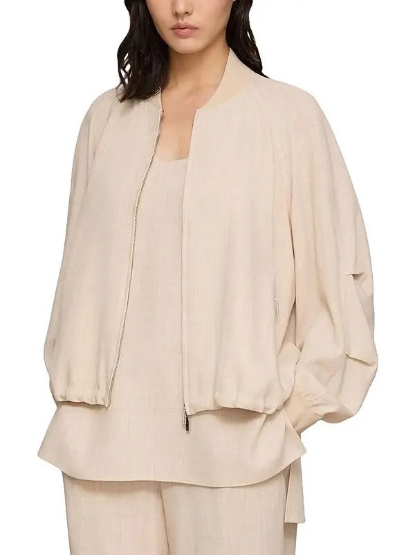 Lafayette 148 New York Oversized Bomber Jacket - Taupe Melange