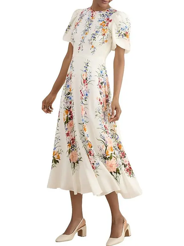 HOBBS LONDON Wisley Silk Midi Dress - Ivory Multi